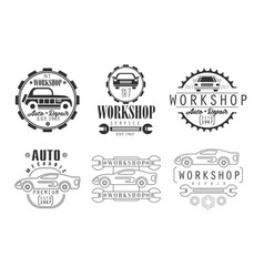 Car service and repair vintage style labels set Vector Image
