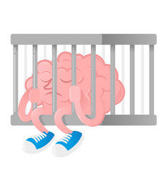 Brain in cage brains behind bars Royalty Free Vector Image