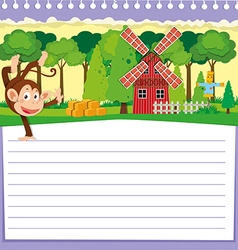 Border template with pig in the barn Royalty Free Vector