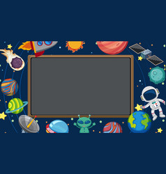 Border template with astronauts flying in sky Vector Image