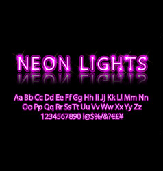 Pink neon script uppercase and lowercase letters Vector Image