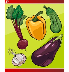 Fruits and vegetables group cartoon Royalty Free Vector
