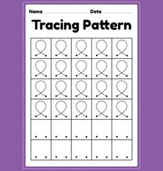 Tracing pattern left curve lines worksheet Vector Image