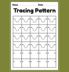 Tracing pattern left curve lines worksheet Vector Image