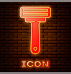 Glowing neon line shaving razor icon isolated Vector Image