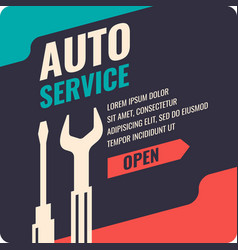 Auto service retro poster Royalty Free Vector Image
