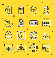 Telling time to the hour on yellow clock Vector Image