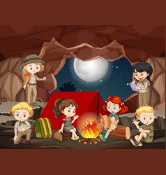 Night view from the cave Royalty Free Vector Image