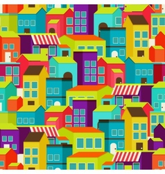 Seamless pattern with small town Royalty Free Vector Image
