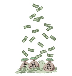 Many dollars currency falling down Royalty Free Vector Image