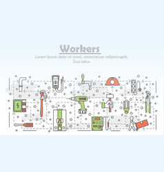 Thin line art home flowers web banner Royalty Free Vector