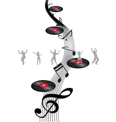 Black musical key with red roses Royalty Free Vector Image