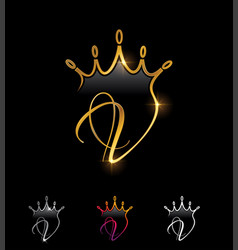 Gold monogram crown logo initial letter r Vector Image