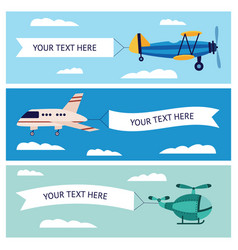 Retro air plane banner design Royalty Free Vector Image