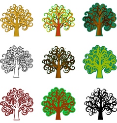 Logo tree eco nature wood trees stylized emblems Vector Image