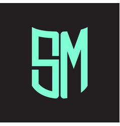 Sm logo monogram isolated with shield and crown Vector Image