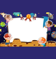 Border template with astronauts in space Vector Image