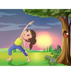Cartoon squirrel in the tree hole Royalty Free Vector Image