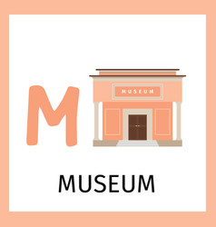 Alphabet card with library building Royalty Free Vector