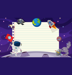 Border template with astronaut in space Royalty Free Vector