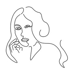 Set female face continuous line art abstract Vector Image