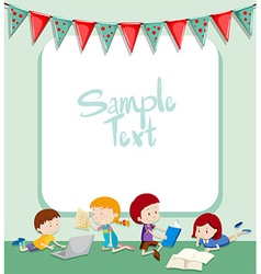 Border design with children in the playground Vector Image