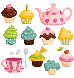 Tea party set Royalty Free Vector Image - VectorStock