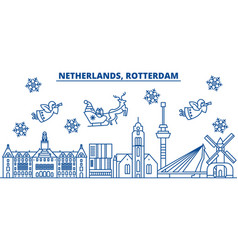 Outline samara russia city skyline with blue Vector Image