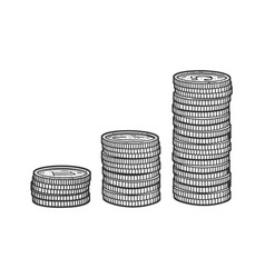 Coin stacks isolated sketch money and finance Vector Image