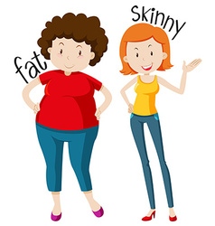 Opposite adjectives thin and fat Royalty Free Vector Image