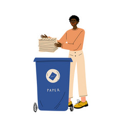 Waste sorting different types garbage paper Vector Image