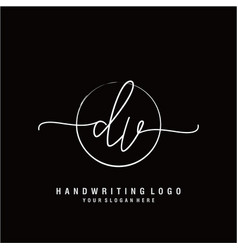 Dv initial handwriting logo with circle template Vector Image