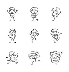 Hand drawing cartoon happy kids Royalty Free Vector Image