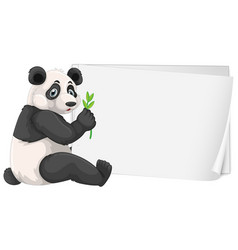 Board template with cute panda on white background