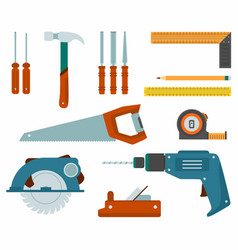 Carpenter with wood and tools Royalty Free Vector Image
