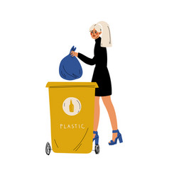 Waste sorting orange trash can with sorted Vector Image