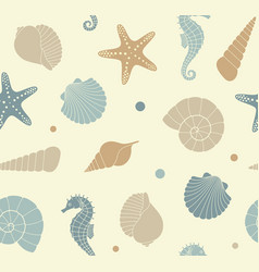 Seamless shell pattern hand drawn seashells Vector Image