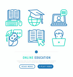 Education and learning thin line icons set Vector Image