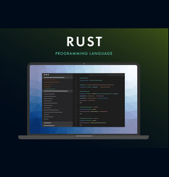 Ruby programming language with laptop and real Vector Image