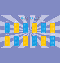 Times tables template on colorful background Vector Image