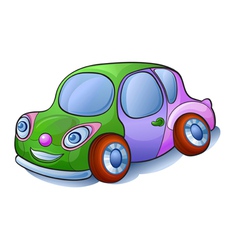 Cartoon happy green car on white background Vector Image