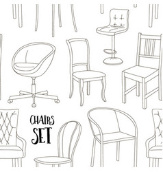 Sets of tables and chairs furniture sketch Vector Image