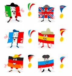 College hat cartoon character bring flags Vector Image