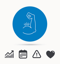 Biceps muscle icon bodybuilder strong arm sign Vector Image