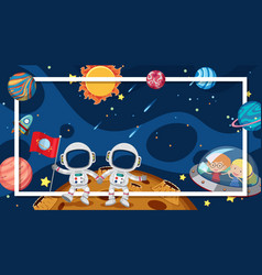 Border template with astronauts in space Vector Image