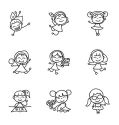 Hand drawing cartoon happy kids Royalty Free Vector Image
