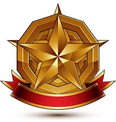Heraldic golden symbol with stylized pentagonal Vector Image
