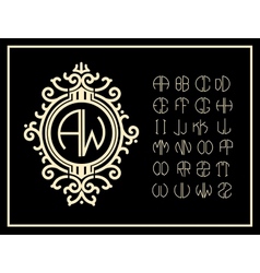 Vintage set capital letters monograms and font Vector Image