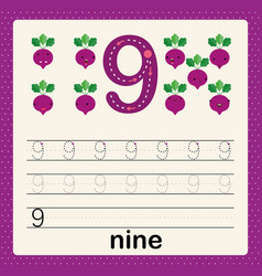 Number six card for kids learn to count and write Vector Image