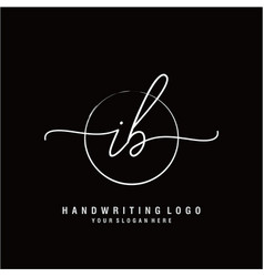 Ib initial handwriting logo design Royalty Free Vector Image